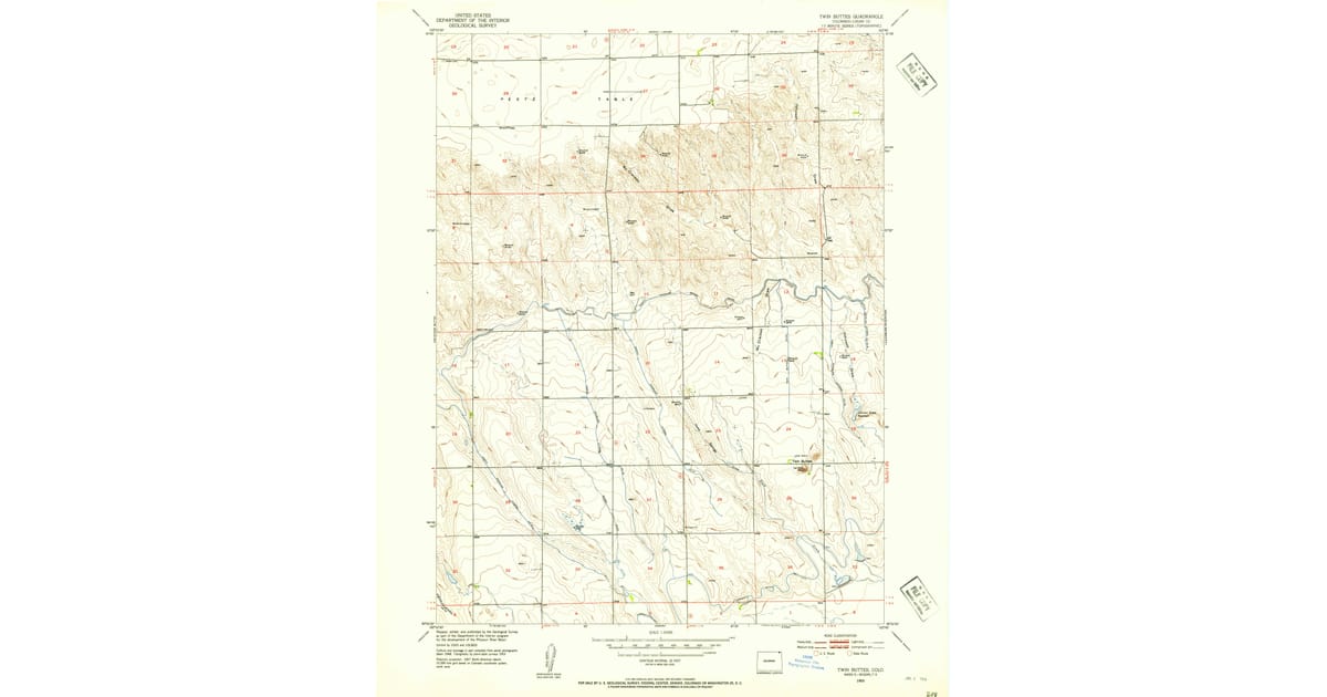 1953 Map of Twin Buttes, Logan County, CO — High-Res | Pastmaps