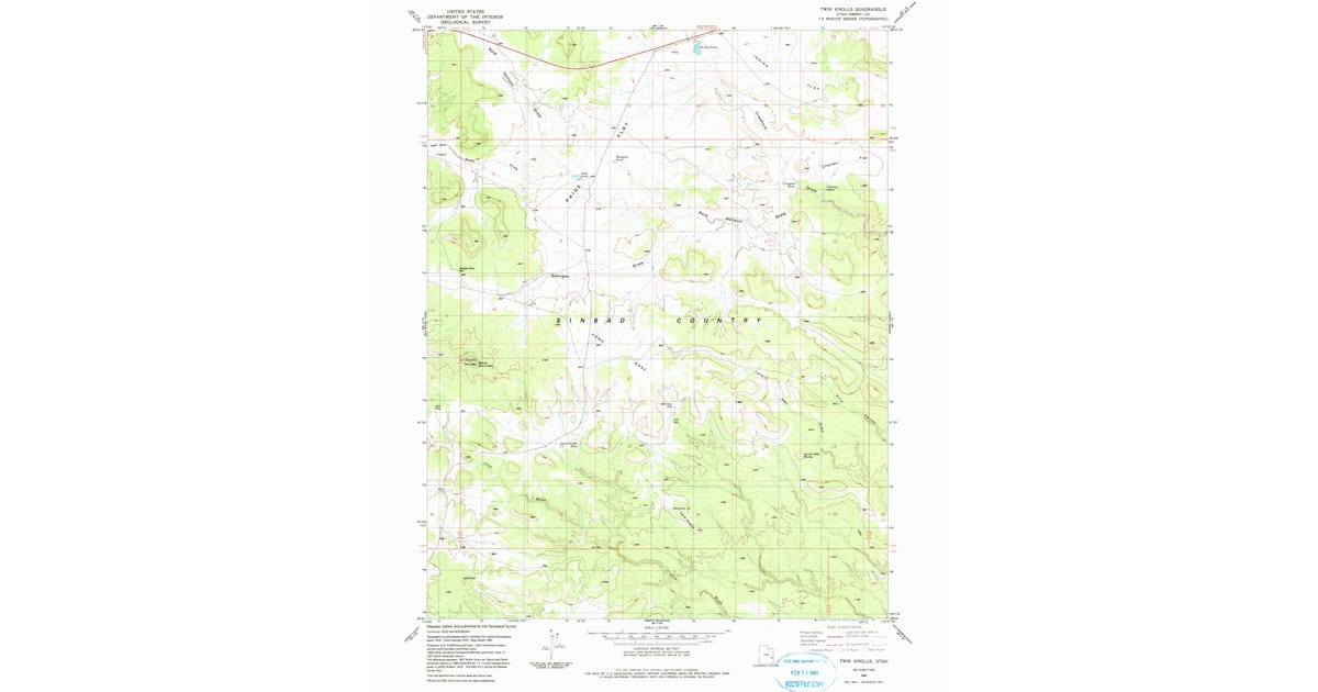 1983 Map of Twin Knolls, Emery County, UT — High-Res, 1991 Print | Pastmaps