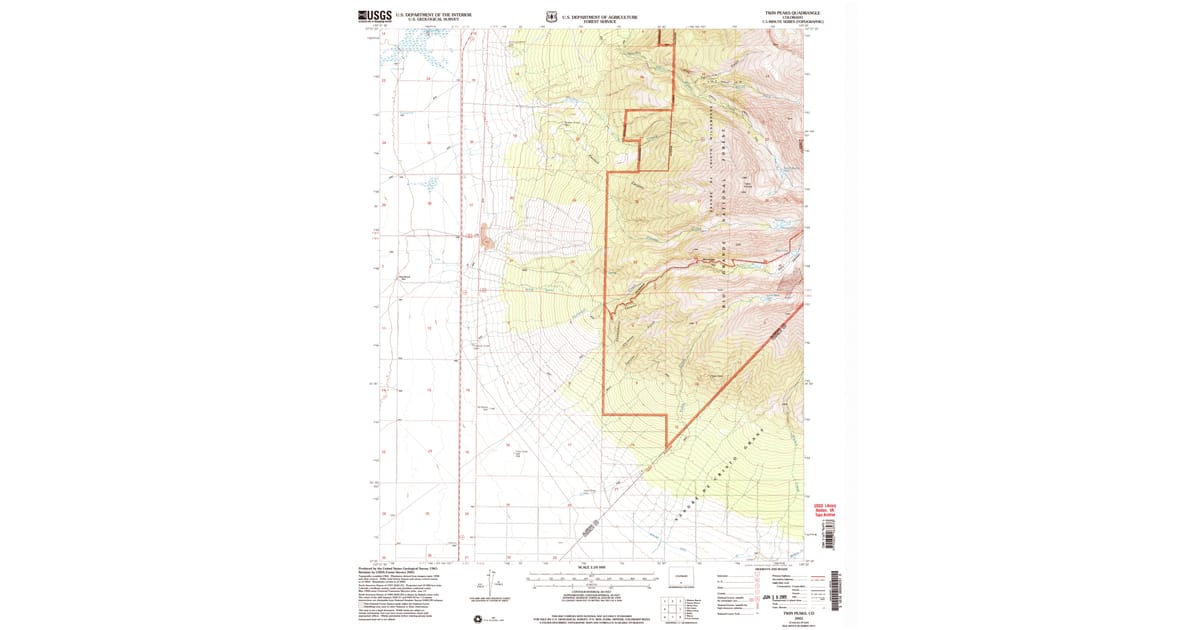 2001 Map of Twin Peaks, Alamosa County, CO — High-Res | Pastmaps