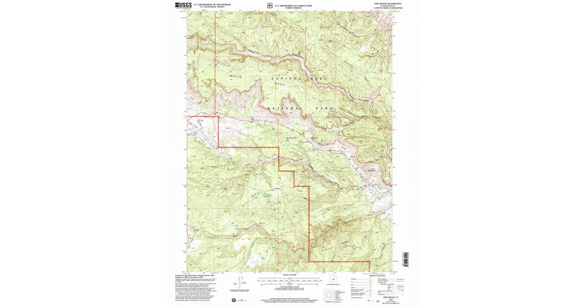2001 Map of Twin Rocks, Wayne County, UT — High-Res | Pastmaps