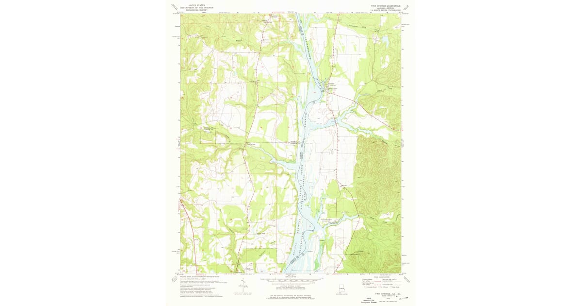1973 Map of Twin Springs, Barbour County, AL — High-Res | Pastmaps