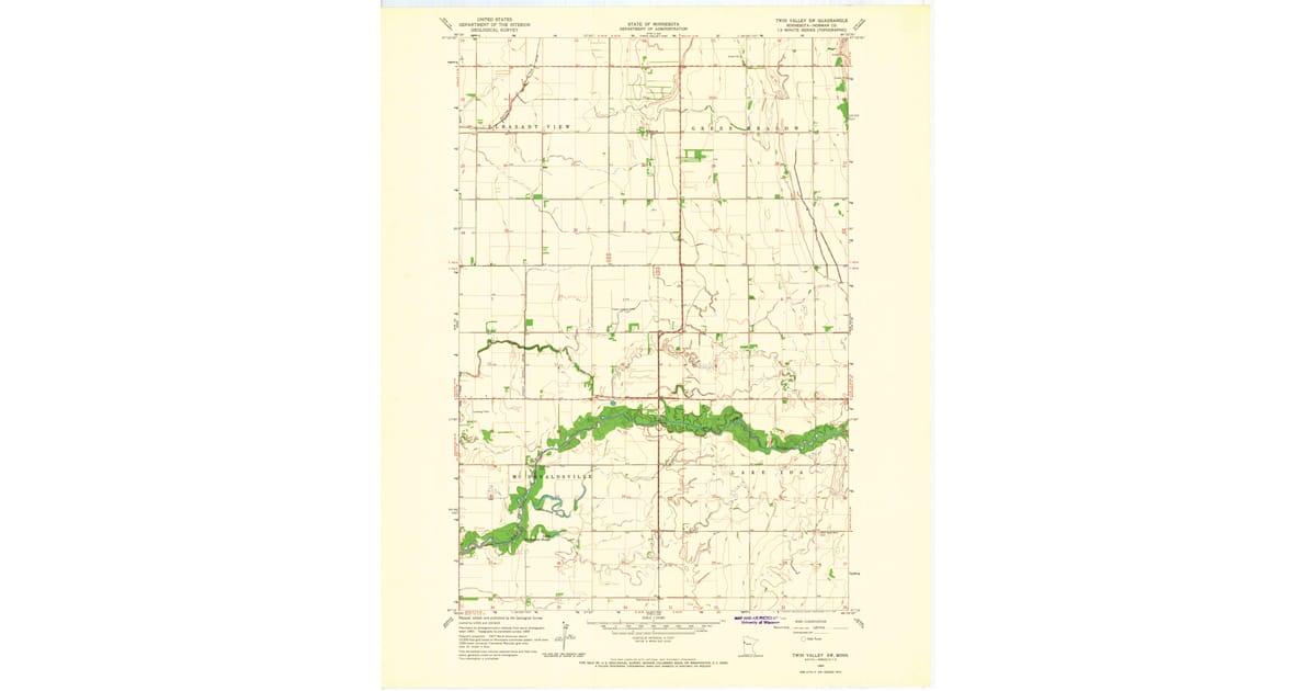 1965 Map of Twin Valley SW, Norman County, MN — High-Res | Pastmaps