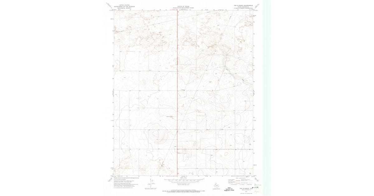 1971 Map of Two B Ranch, Yoakum County, TX — High-Res | Pastmaps