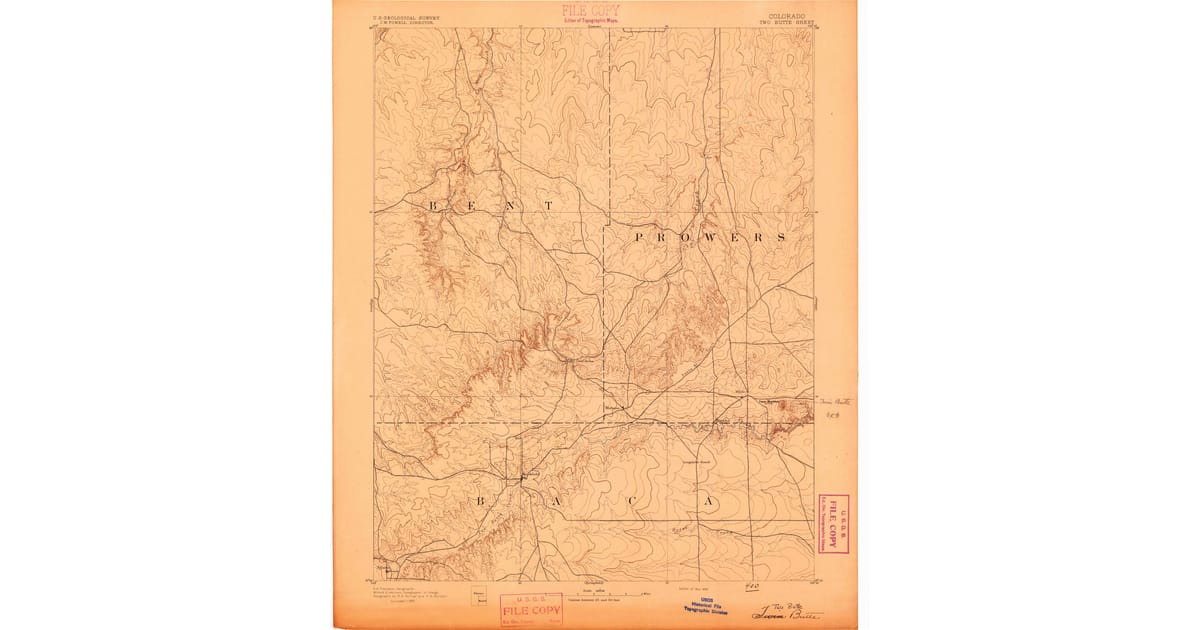 1893 Map of Two Butte, Bent County, CO — High-Res | Pastmaps