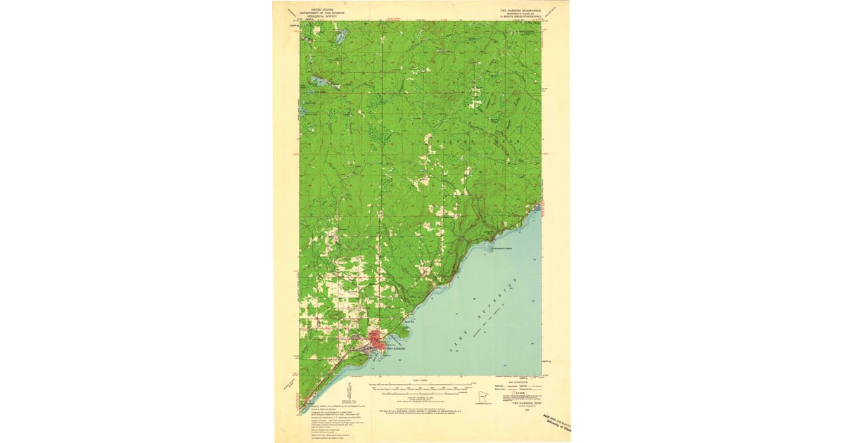 1957 Map of Two Harbors, MN — High-Res | Pastmaps