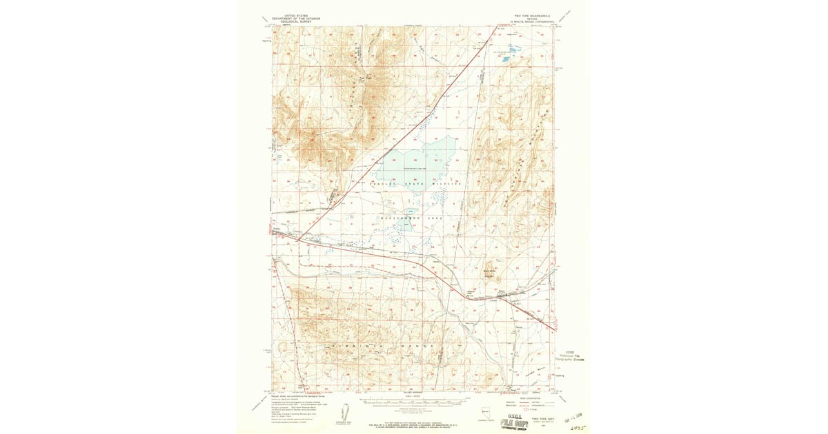 1957 Map of Two Tips, Churchill County, NV — High-Res | Pastmaps