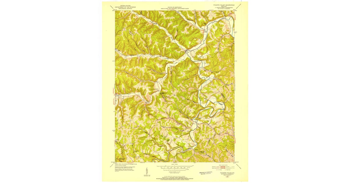 1950 Map of Tygarts Valley, Carter County, KY — High-Res | Pastmaps