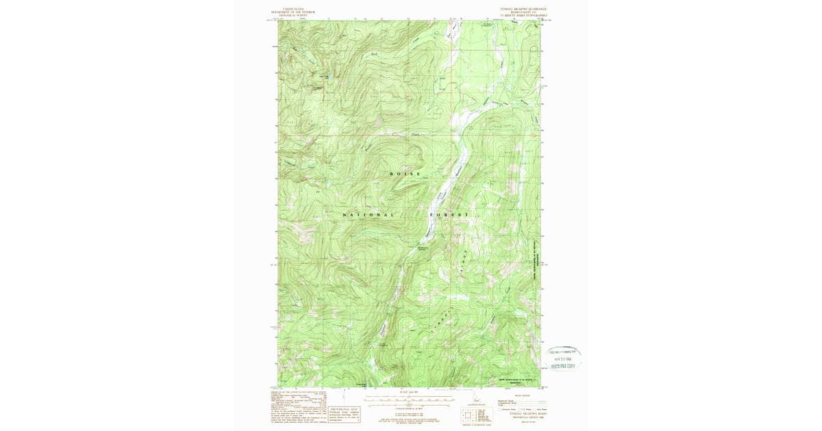 1988 Map of Tyndall Meadows, Valley County, ID — High-Res | Pastmaps