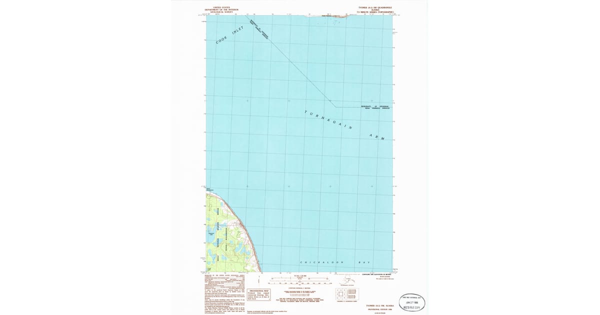1986 Map of Tyonek A-1 SW, Kenai Peninsula Borough, AK — High-Res ...