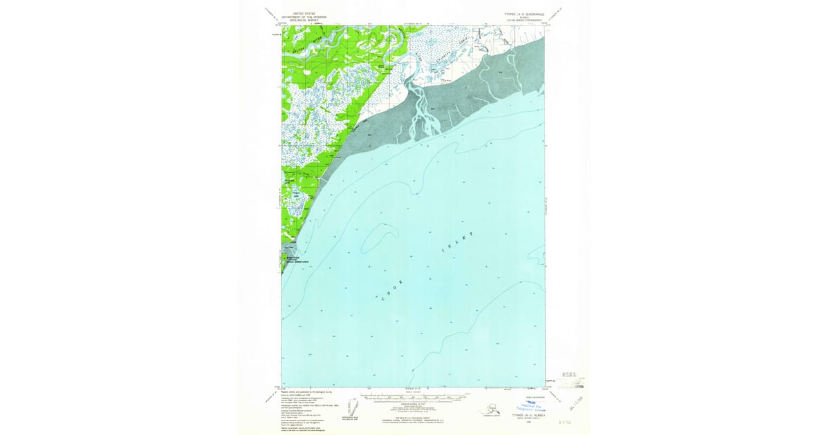 1958 Map of Tyonek A-3, Kenai Peninsula Borough, AK — High-Res | Pastmaps