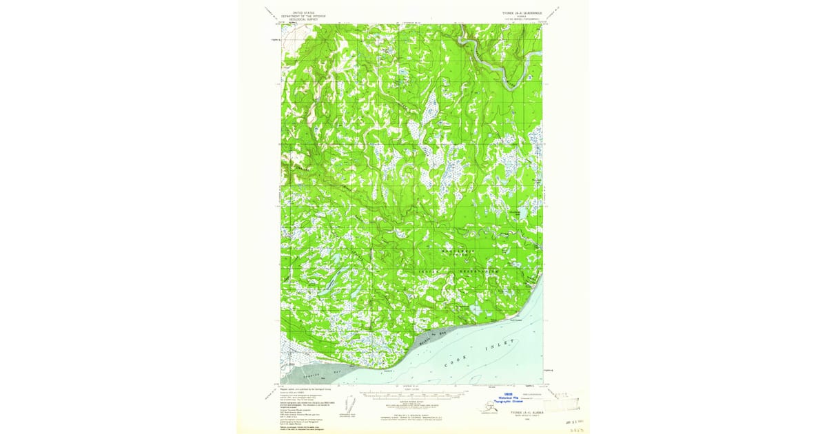 1958 Map of Tyonek A-4, Kenai Peninsula Borough, AK — High-Res | Pastmaps