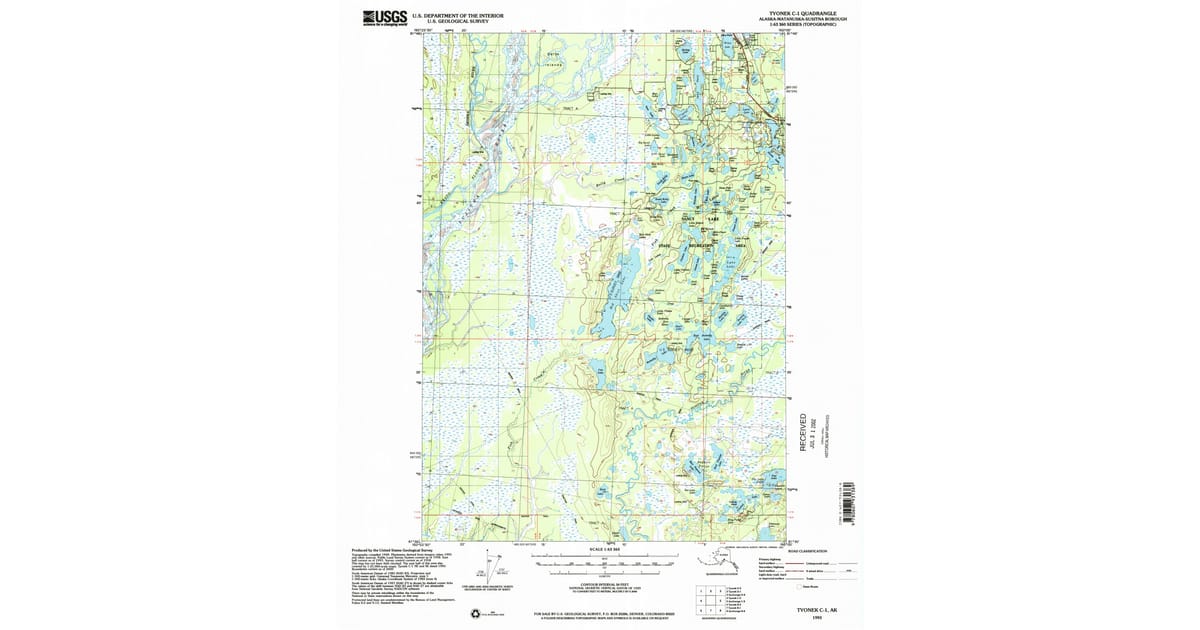 1993 Map of Tyonek C-1, Matanuska-Susitna Borough, AK — High-Res | Pastmaps