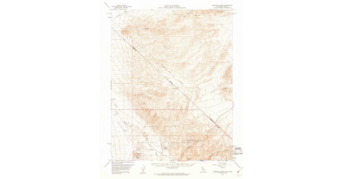 1957 Map of Ubehebe Crater, Inyo County, CA — High-Res | Pastmaps