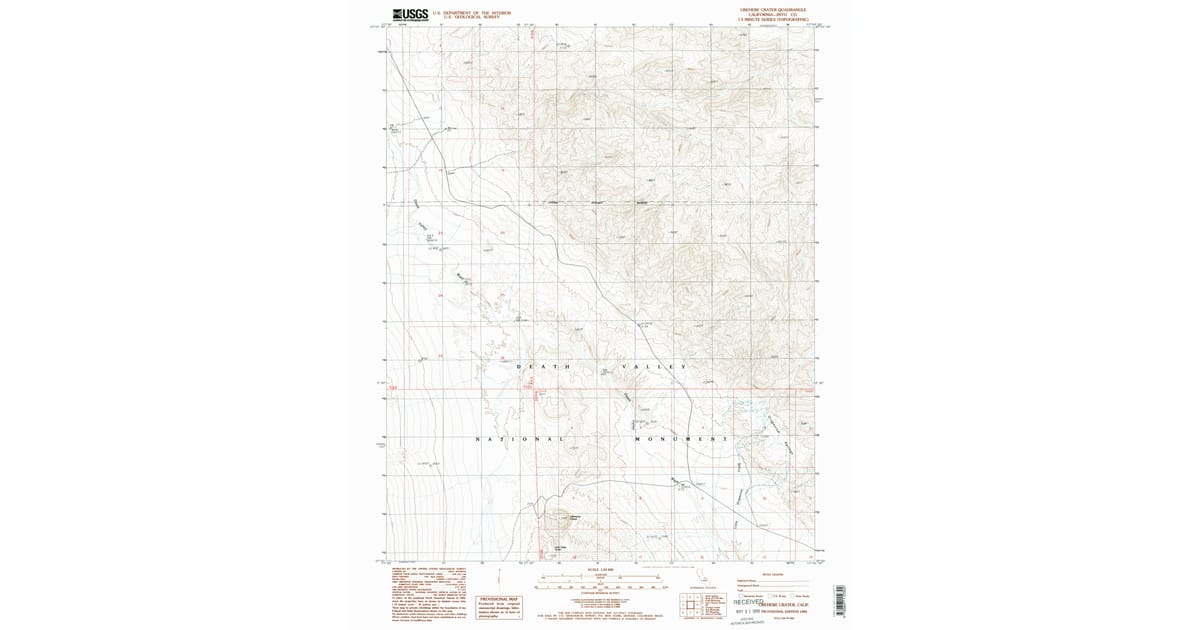 1988 Map of Ubehebe Crater, Inyo County, CA — High-Res | Pastmaps