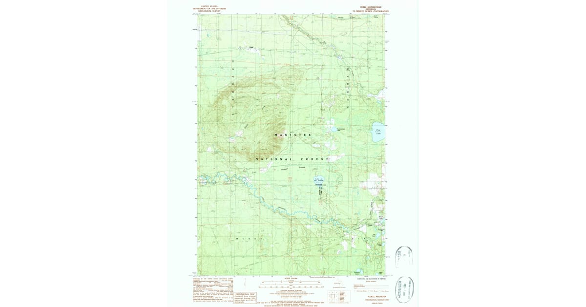1987 Map of Udell, Manistee County, MI — High-Res | Pastmaps