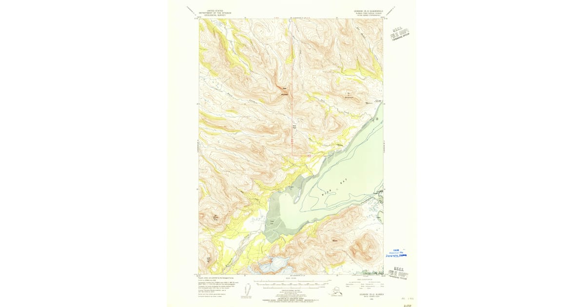 1951 Map of Ugashik B-2, Kodiak Island Borough, AK — High-Res | Pastmaps