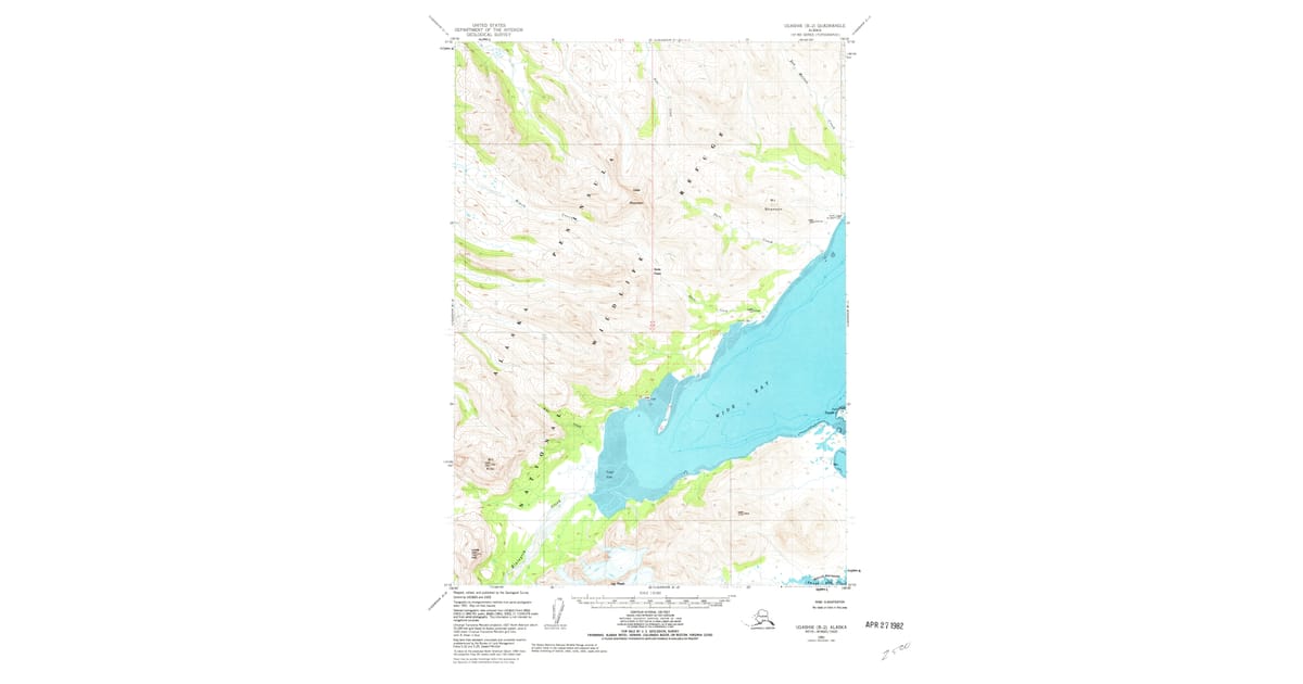 1951 Map of Ugashik B-2, Kodiak Island Borough, AK — High-Res, 1982 ...