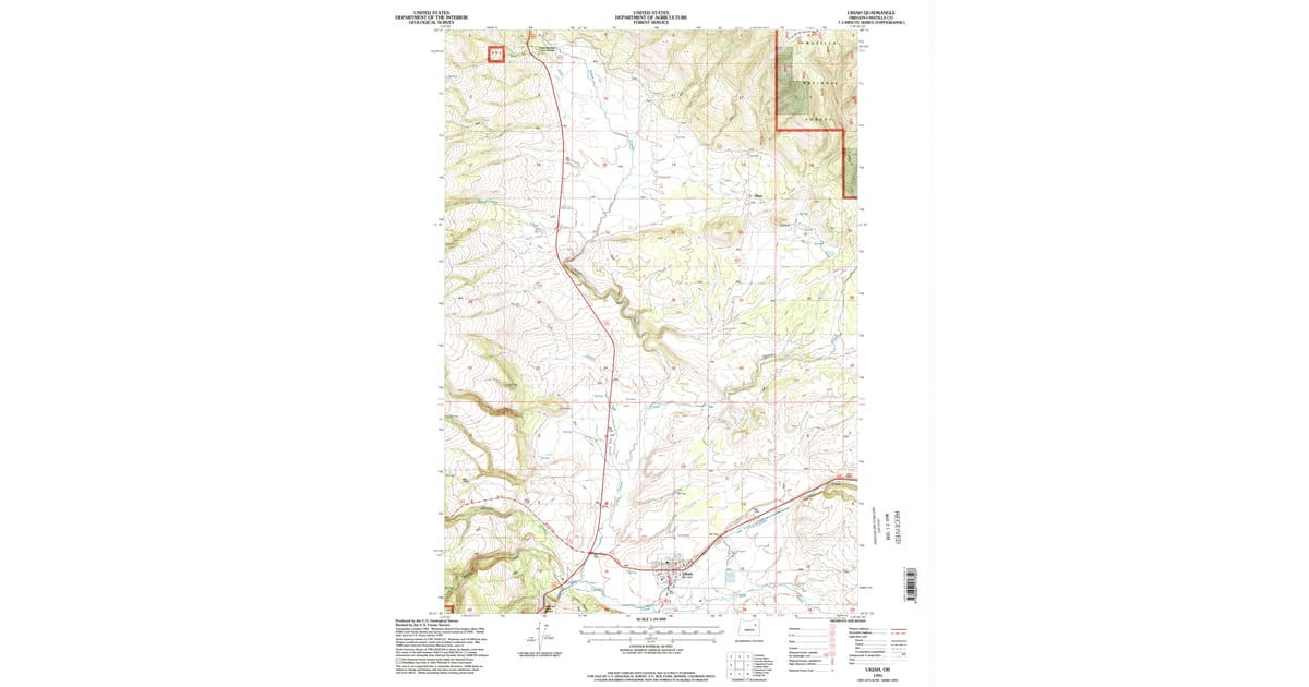 1995 Map of Ukiah, OR — High-Res | Pastmaps