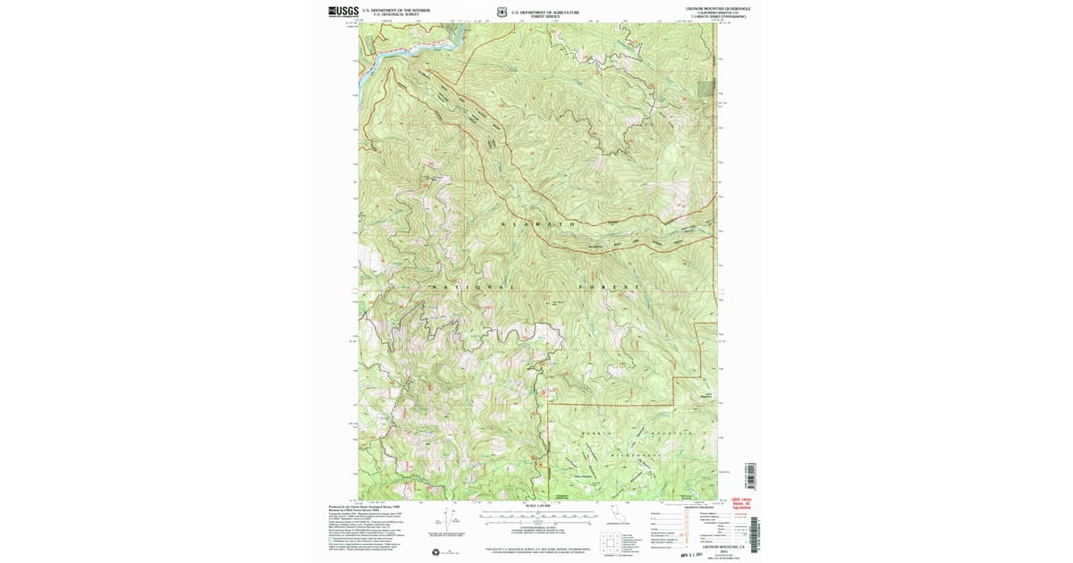 2001 Map of Ukonom Mountain, Siskiyou County, CA — High-Res | Pastmaps