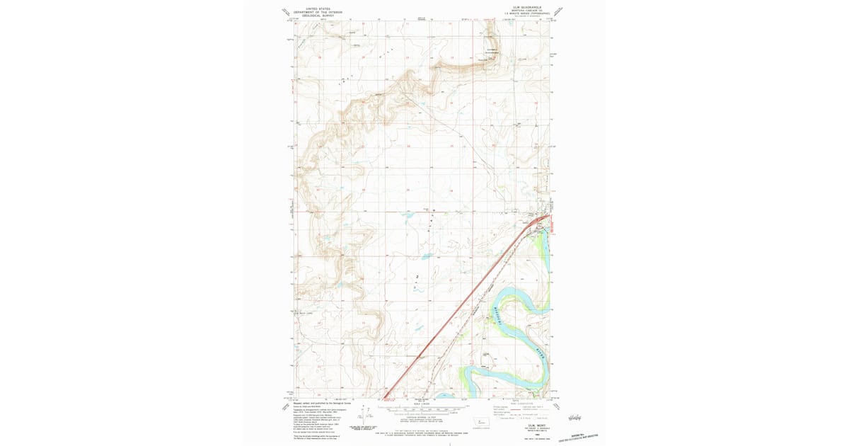 1983 Map of Ulm, MT — High-Res | Pastmaps