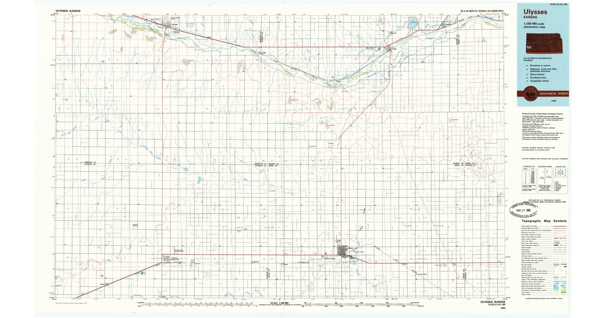 1985 Map of Ulysses, KS — High-Res | Pastmaps