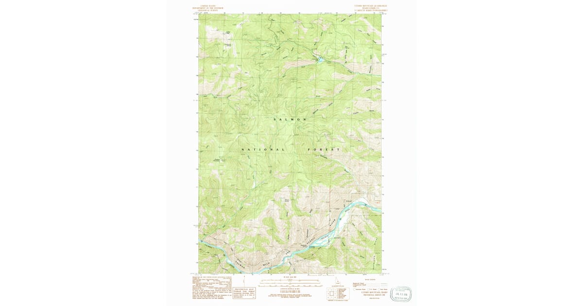 1991 Map of Ulysses Mountain, Lemhi County, ID — High-Res | Pastmaps