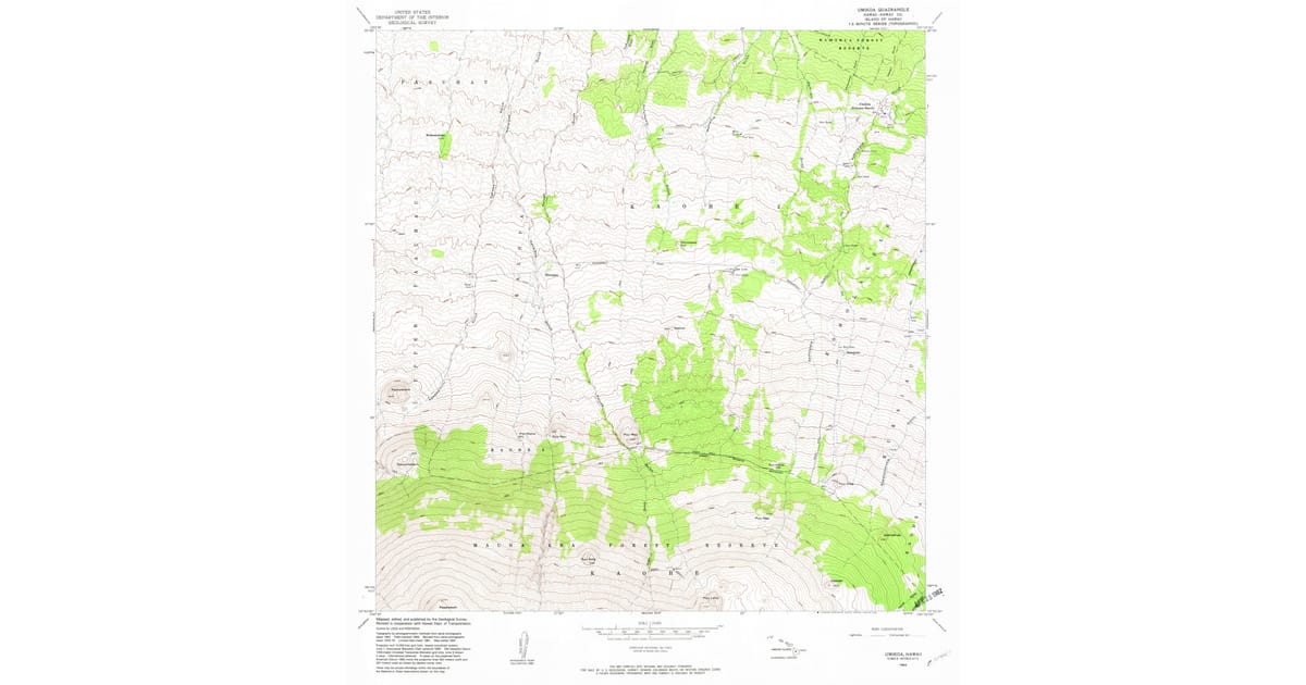 1982 Map of Umikoa, Hawaii County, HI — High-Res | Pastmaps