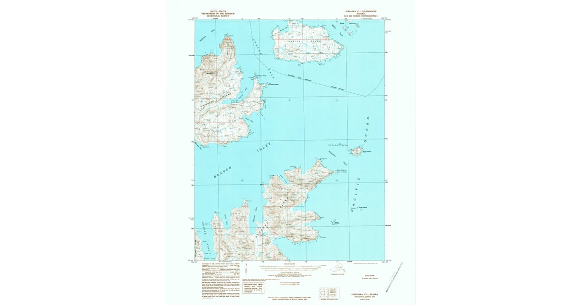 1989 Map of Unalaska C-1, Aleutians West Borough, AK — High-Res | Pastmaps