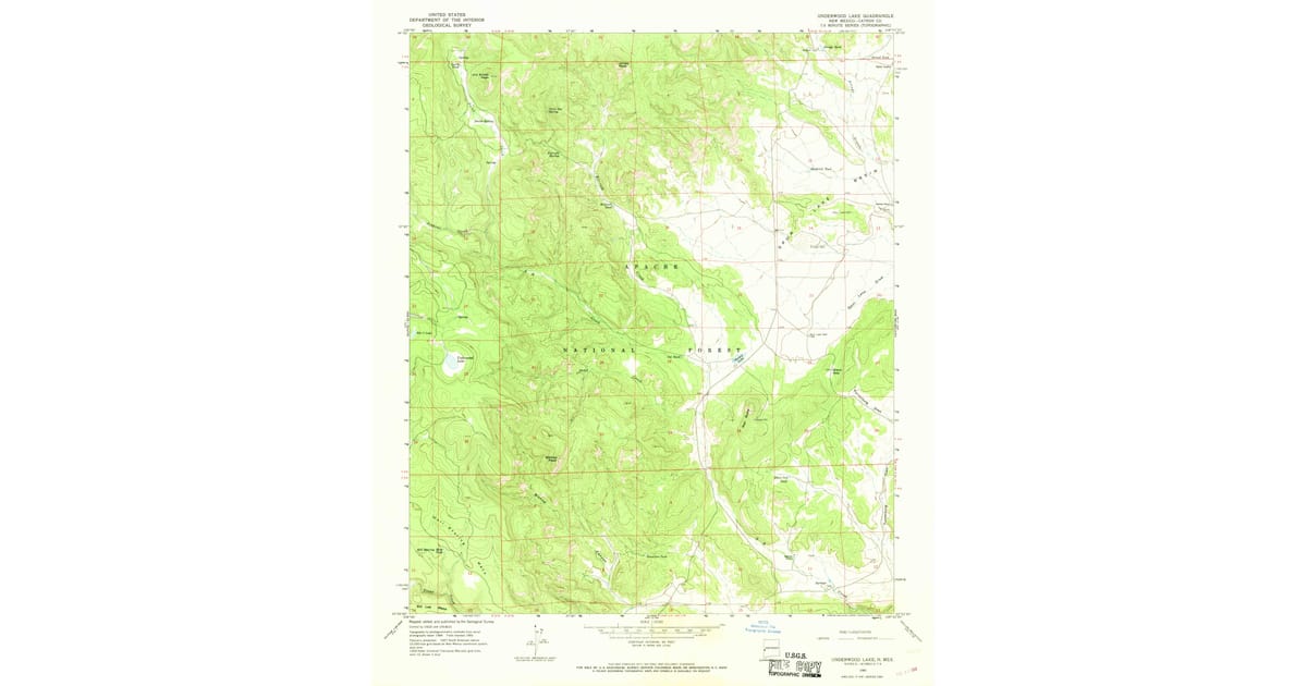 1965 Map of Underwood Lake, Catron County, NM — High-Res | Pastmaps