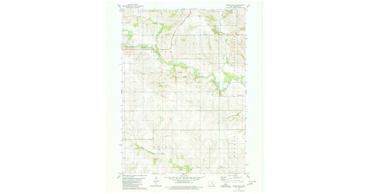 1980 Map of Union Mills, Mahaska County, IA — High-Res | Pastmaps