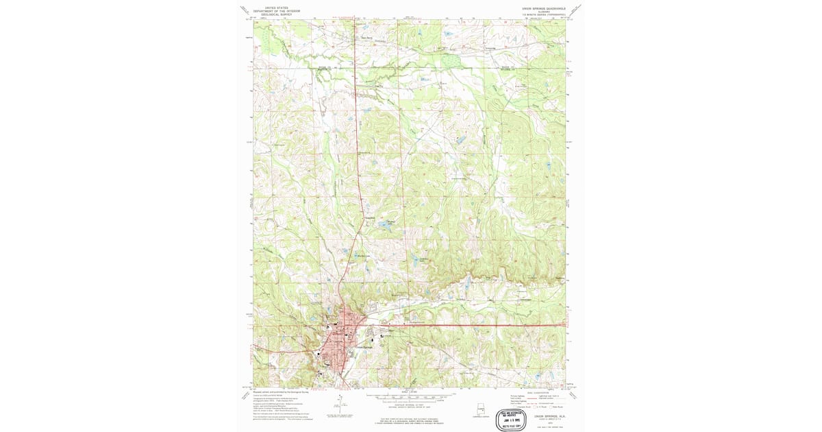 1973 Map of Union Springs, AL — High-Res | Pastmaps