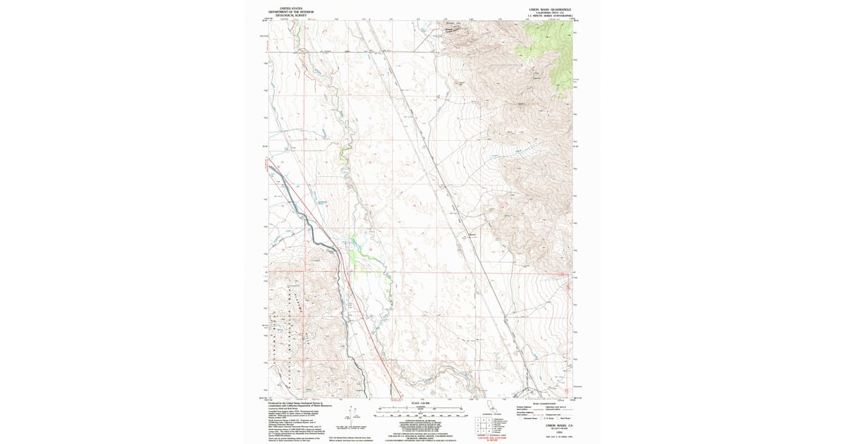 1993 Map of Union Wash, Inyo County, CA — High-Res | Pastmaps