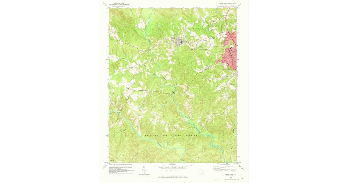 1969 Map of Union West, Union County, SC — High-Res | Pastmaps