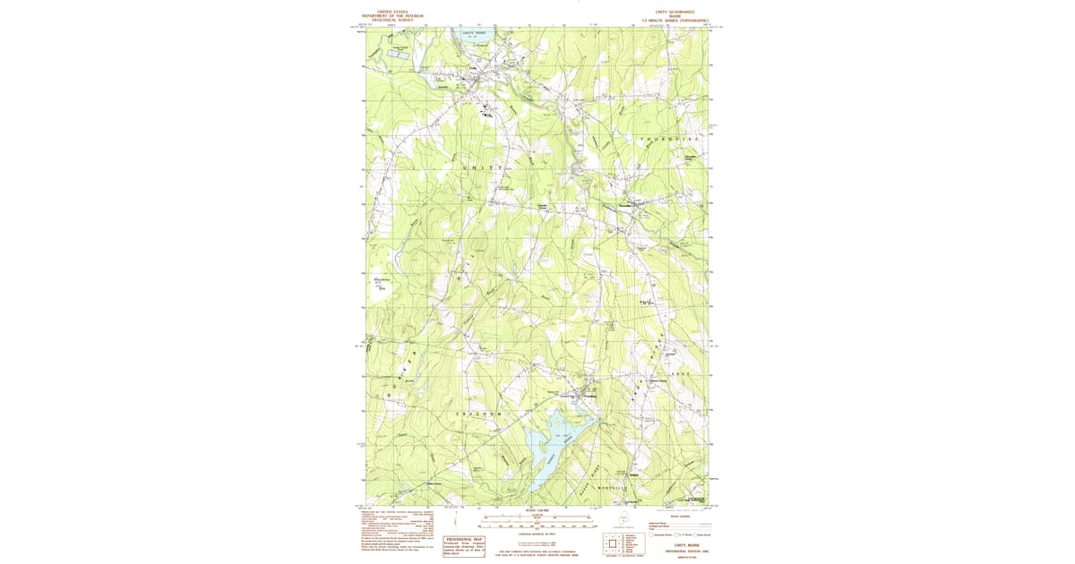 1982 Map of Unity, Waldo County, ME — High-Res | Pastmaps