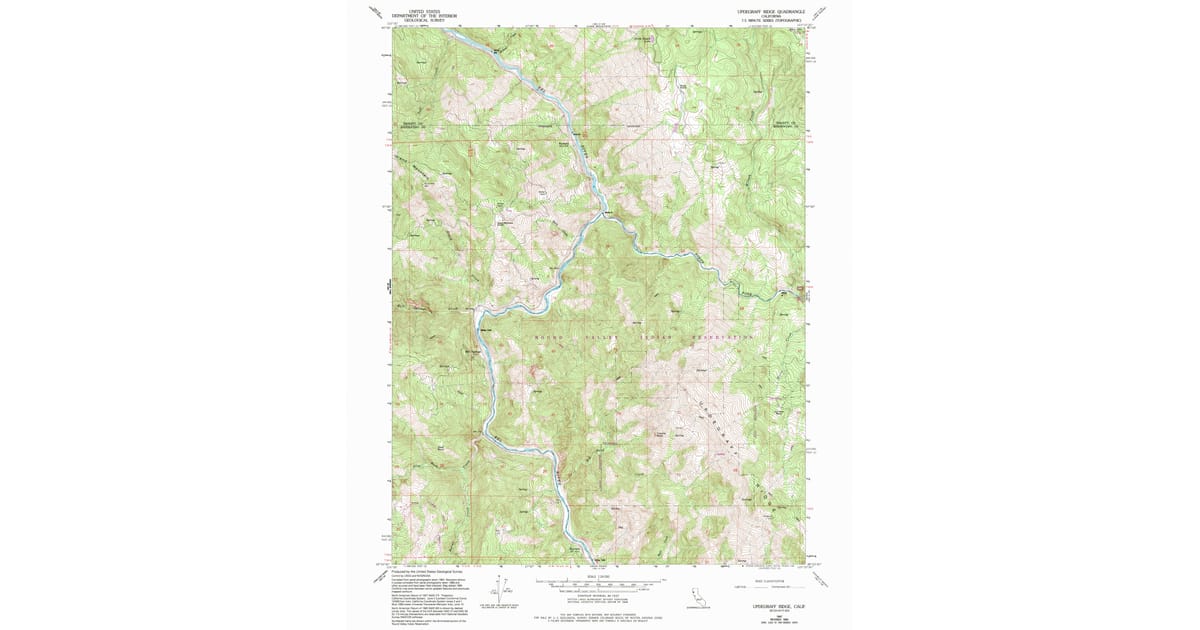 1967 Map of Updegraff Ridge, Mendocino County, CA — High-Res, 1994 ...
