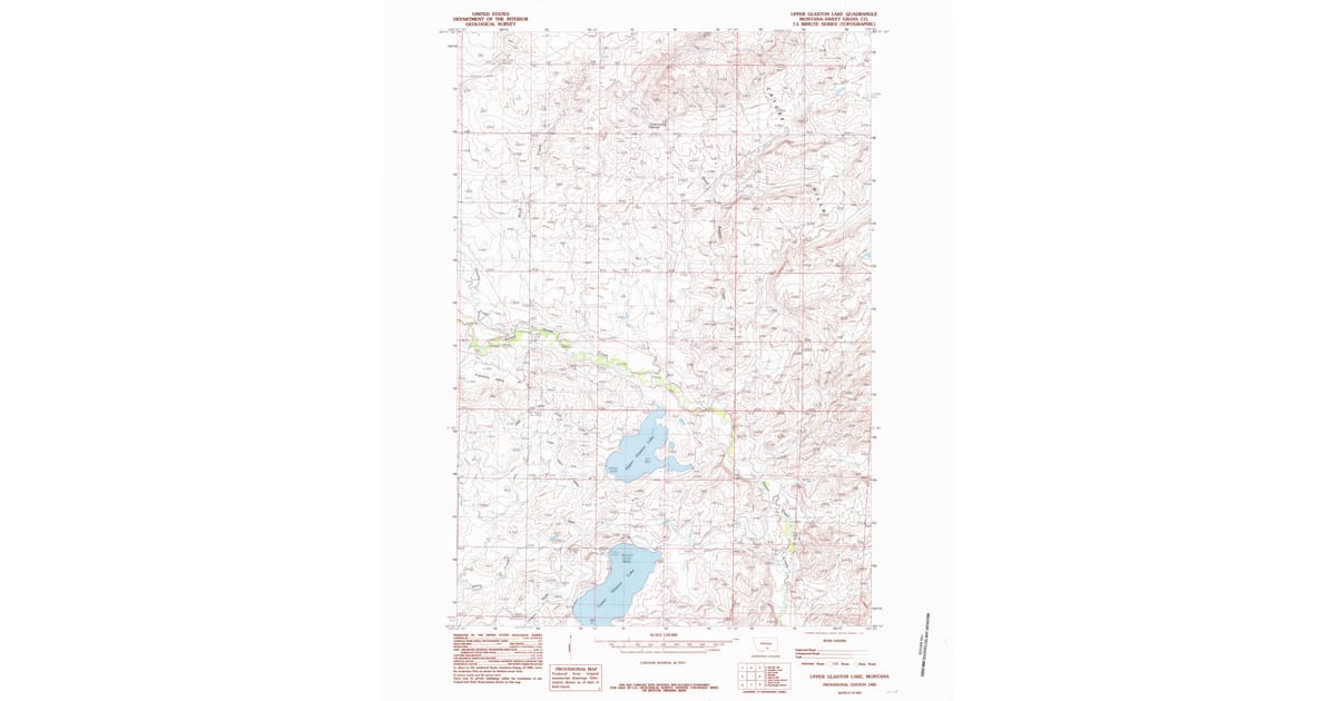 1985 Map of Upper Glaston Lake, Sweet Grass County, MT — High-Res ...