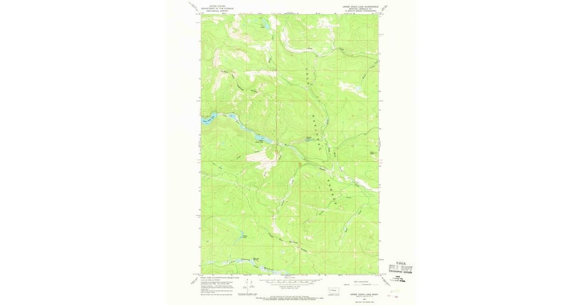 1965 Map of Upper Jocko Lake, Missoula County, MT — High-Res | Pastmaps