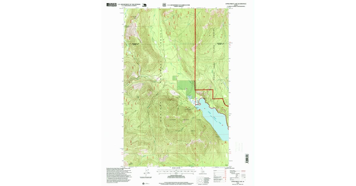 1996 Map of Upper Priest Lake, Bonner County, ID — High-Res | Pastmaps