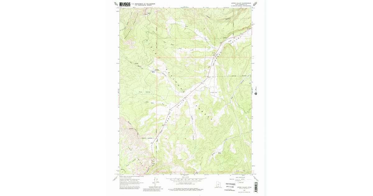 1964 Map of Upper Valley, Garfield County, UT — High-Res, 1981 Print ...