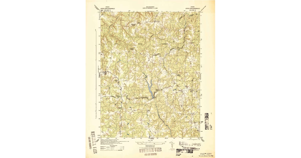 1942 Map of Upper Zion, Caroline County, VA — High-Res | Pastmaps
