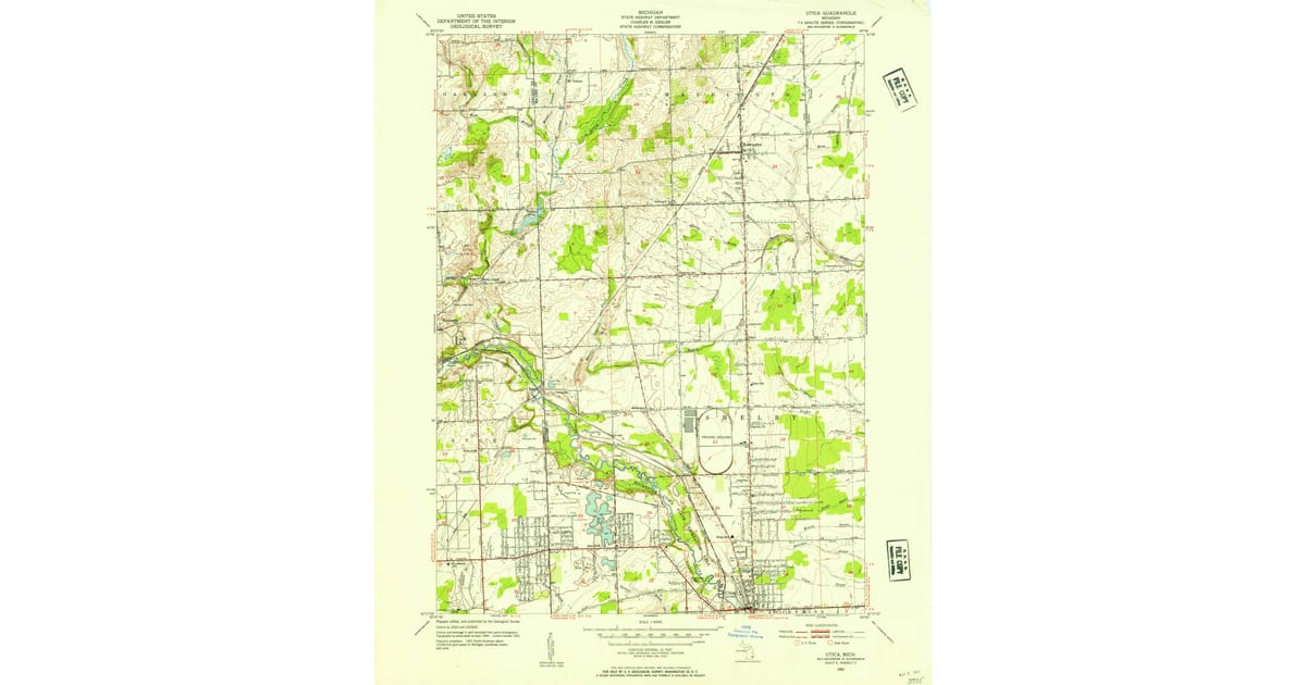 1952 Map of Utica, MI — High-Res, 1954 Print #2 | Pastmaps