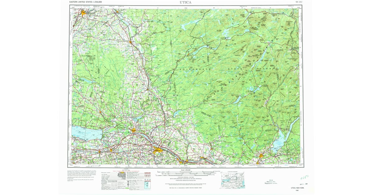 1962 Map of Utica, NY — High-Res, 1974 Print | Pastmaps