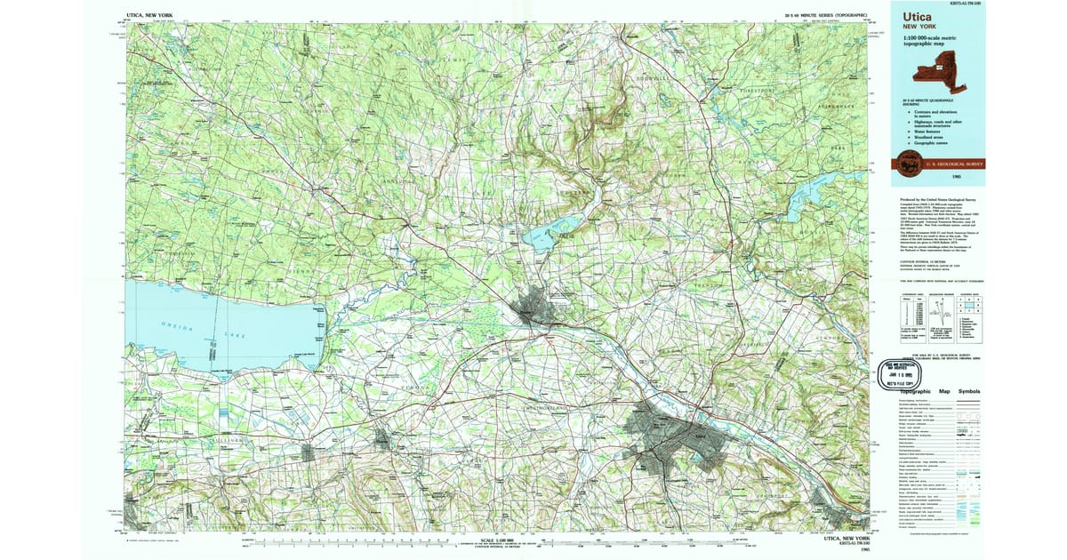 1985 Map of Utica, NY — High-Res, 1994 Print | Pastmaps