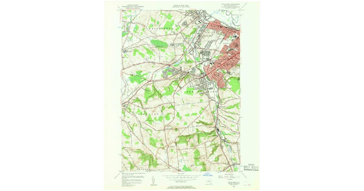 1955 Map of Utica West, Oneida County, NY — High-Res | Pastmaps