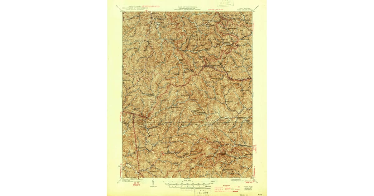 1927 Map of Vadis, Lewis County, WV — High-Res, 1945 Print | Pastmaps