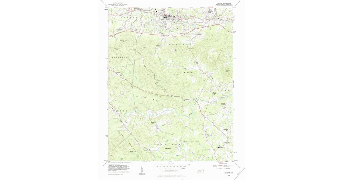 1956 Map of Valdese, NC — High-Res, 1984 Print | Pastmaps