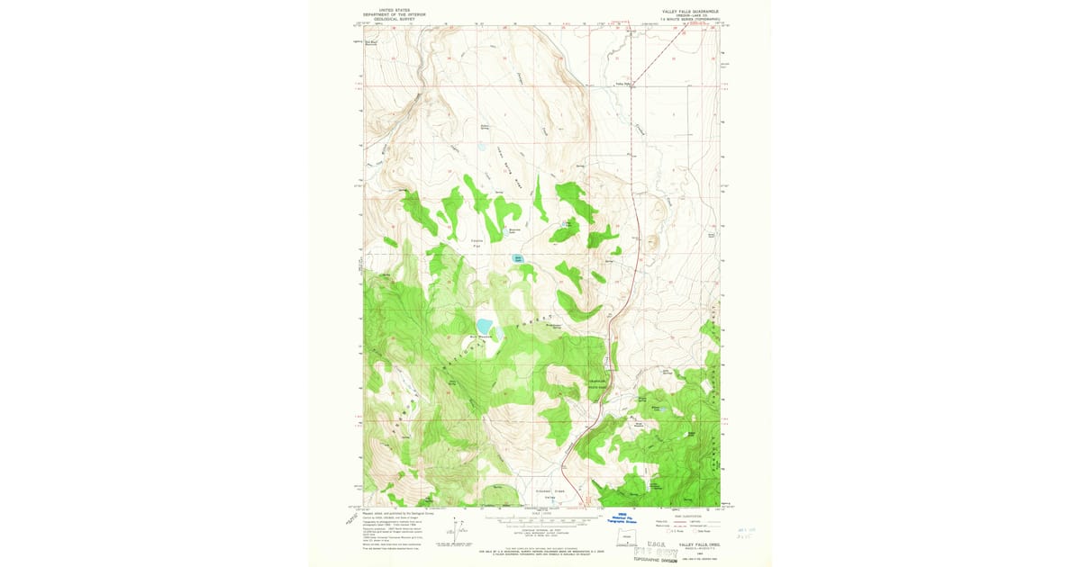 1964 Map of Valley Falls, Lake County, OR — High-Res | Pastmaps
