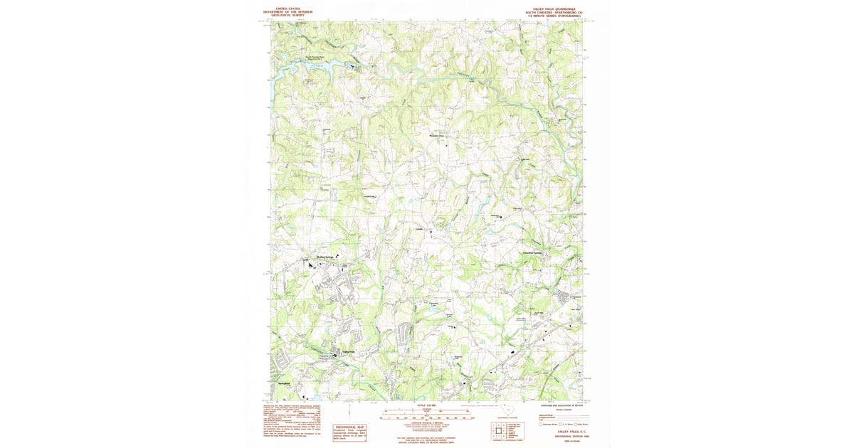 1983 Map of Valley Falls, SC — High-Res | Pastmaps