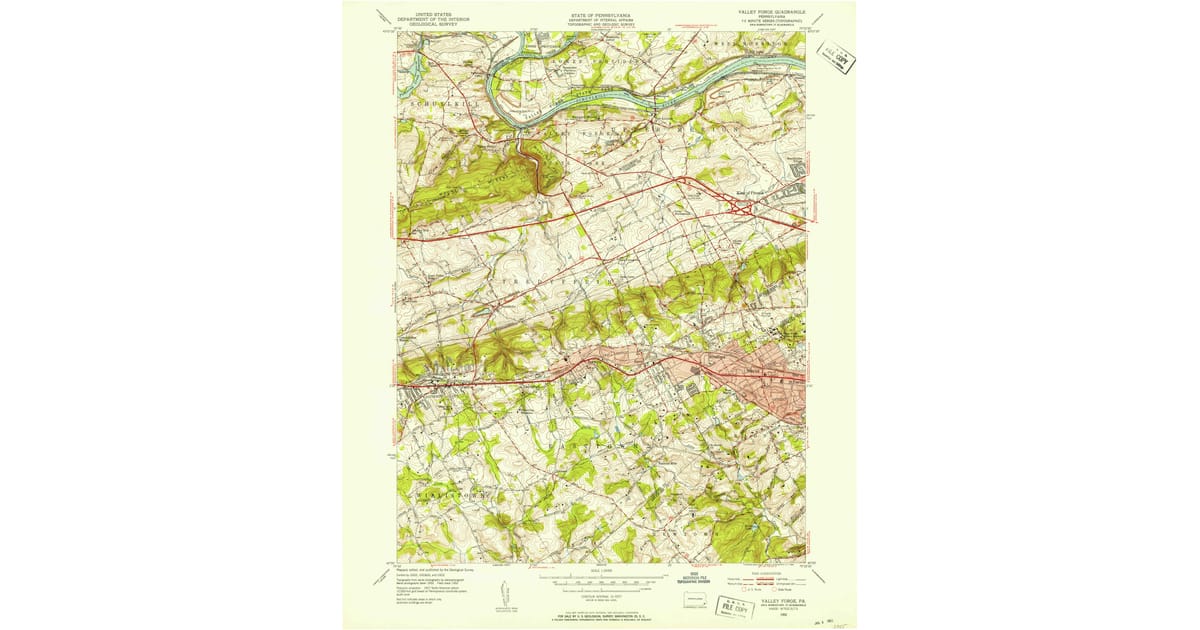 1952 Map of Valley Forge, Chester County, PA — High-Res, 1953 Print #2 ...