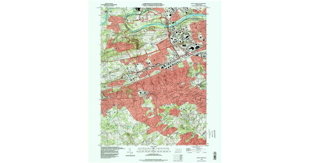 1992 Map of Valley Forge, Chester County, PA — High-Res | Pastmaps